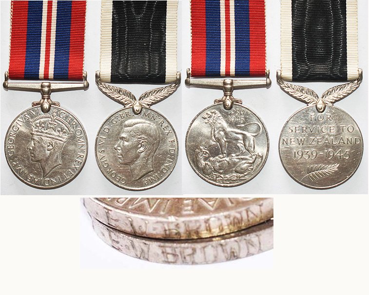CM0519. 1939/45 WAR & NZ SERVICE MEDAL PAIR – Brown RNZAF | Military ...